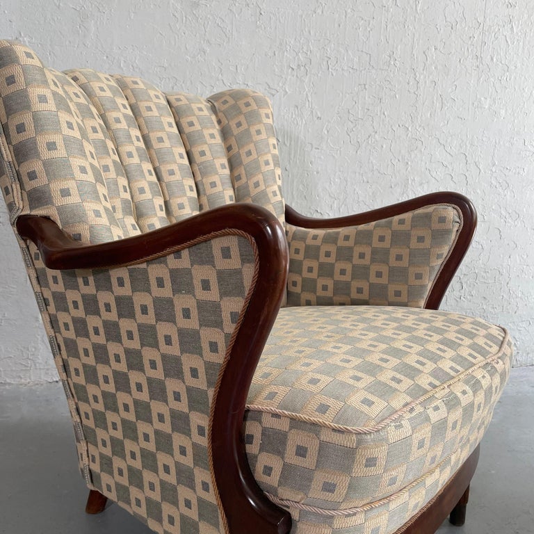 Pair Of Vintage Art Deco Wingback Lounge Chairs Channel Back Armchairs ...