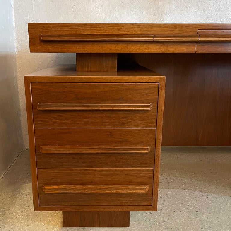 Vintage Mid-Century Modern Sculptural Cut-Out Floating Top Walnut Desk ...