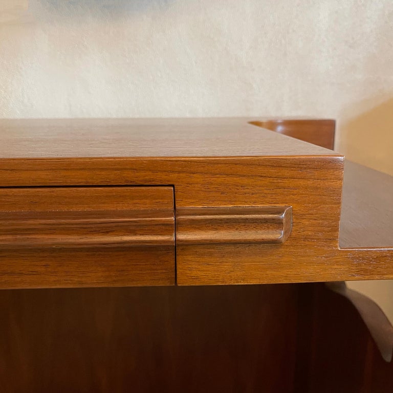 Vintage Mid-Century Modern Sculptural Cut-Out Floating Top Walnut Desk ...