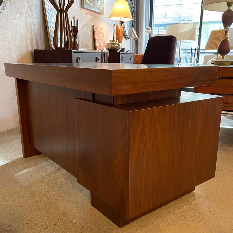 Vintage Mid-Century Modern Sculptural Cut-Out Floating Top Walnut Desk ...
