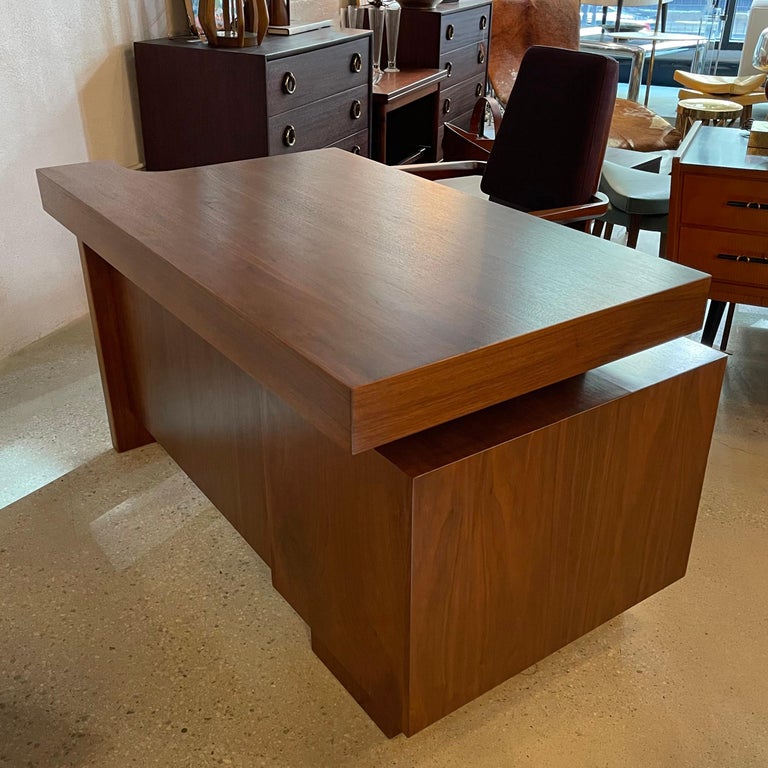 Vintage Mid-Century Modern Sculptural Cut-Out Floating Top Walnut Desk ...