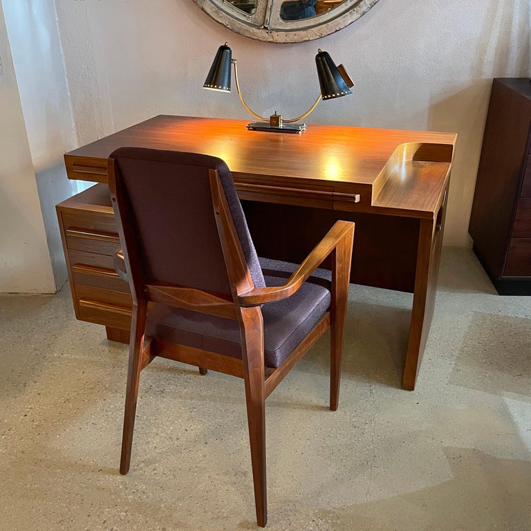 Vintage Mid-Century Modern Sculptural Cut-Out Floating Top Walnut Desk ...