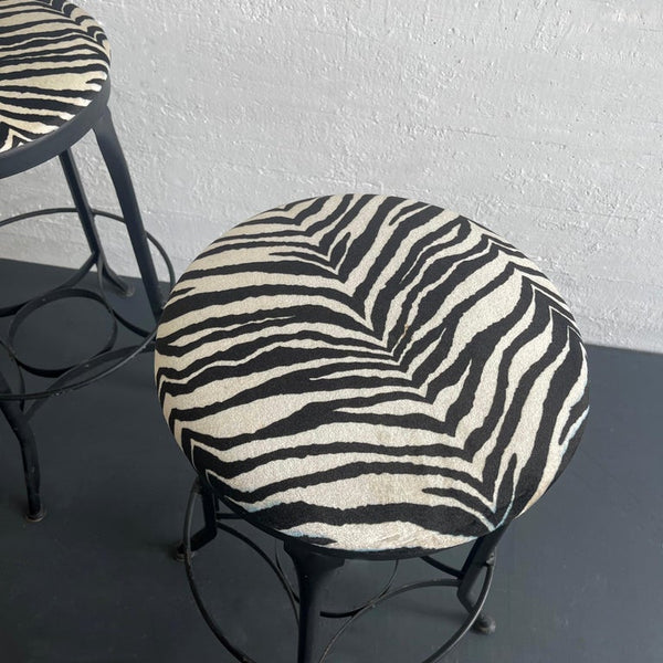 Vintage Zebra Print Industrial Shop Stools By Toledo Metal Furniture Co ...