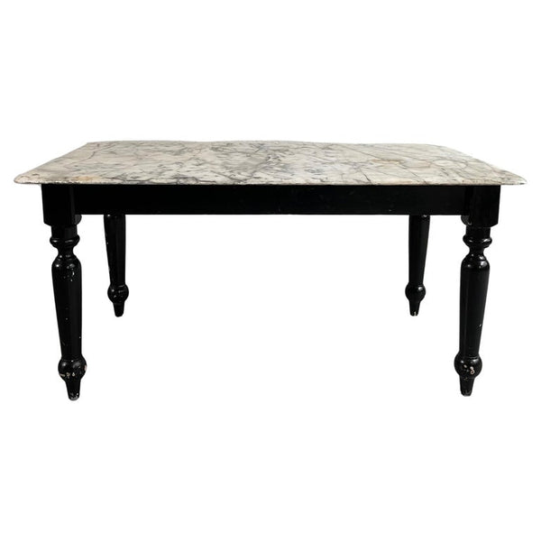 VIntage Industrial Marble Top Turned Maple Library Table – cityFoundry