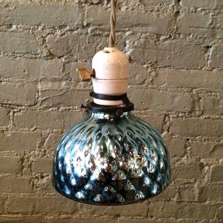 Vintage Blue Quilted Mercury Glass Pendant Cityfoundry