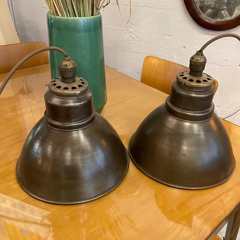 Pair Of Industrial Factory Gunmetal Dome Pendant Lights – cityFoundry