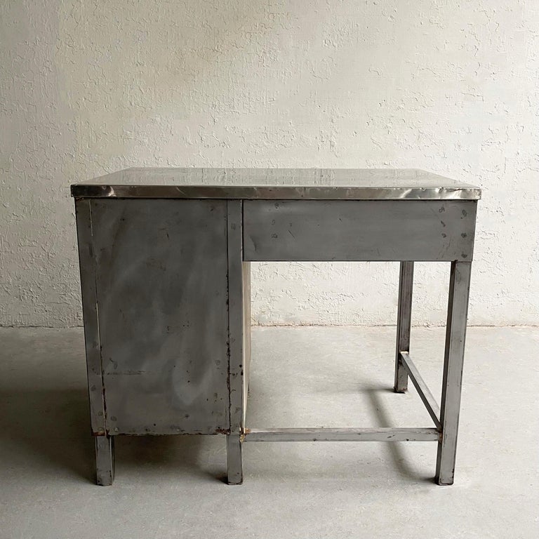 Vintage Midcentury Industrial Brushed Steel Factory Desk – cityFoundry