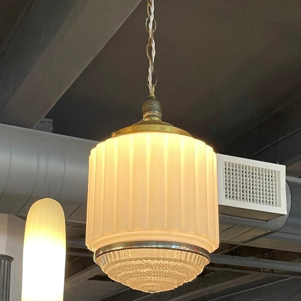 Vintage Art Deco Milk Glass Pendant Light – cityFoundry