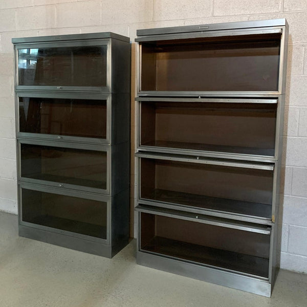 Industrial Mid Century Brushed Steel Barrister Cases By Steelcase ...
