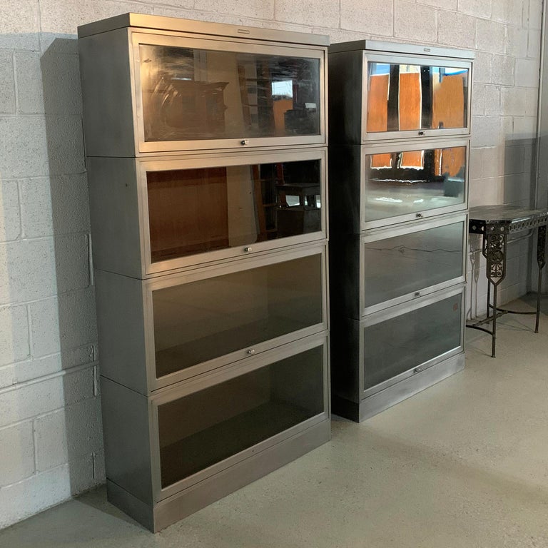 Industrial Mid Century Brushed Steel Barrister Cases By Steelcase ...